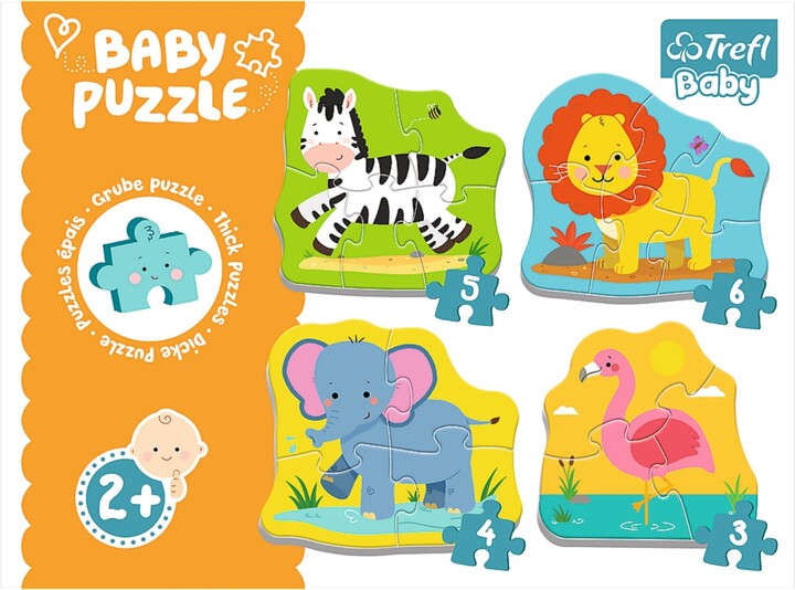 Trefl Baby Classic Puzzle- Animals on The Safari 18 Piece - 4 in 1 Set ...