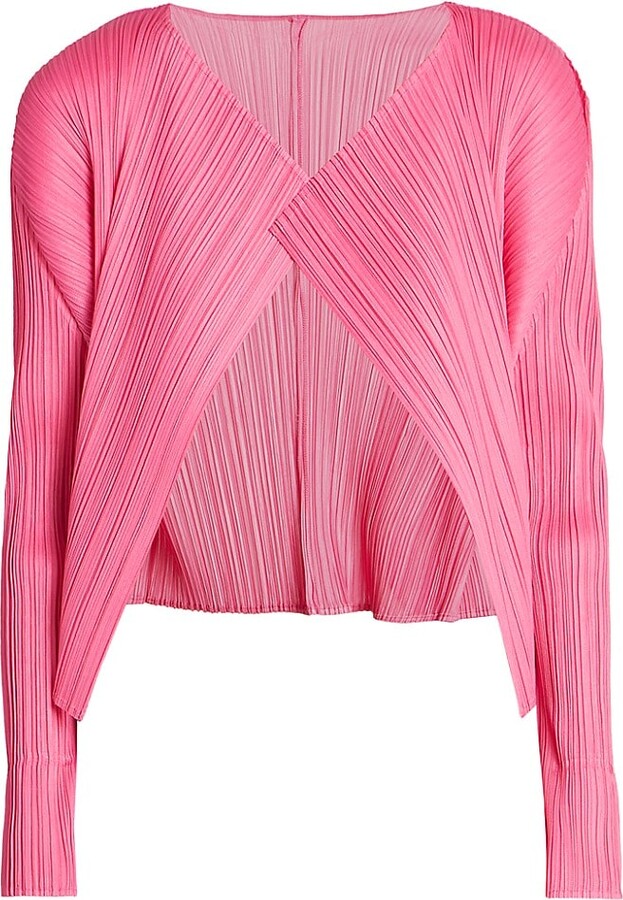 Pleats Please Issey Miyake Pleated Open-Front Cardigan - ShopStyle