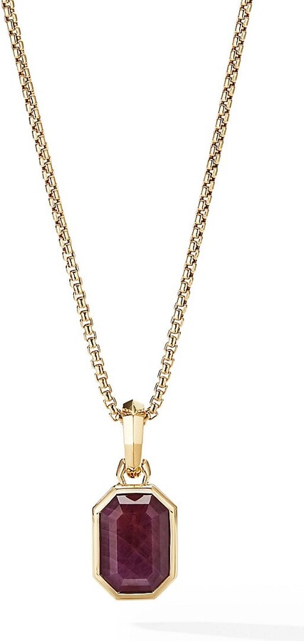 David Yurman Women's Emerald Cut Amulet in 18K Yellow Gold with Indian ...