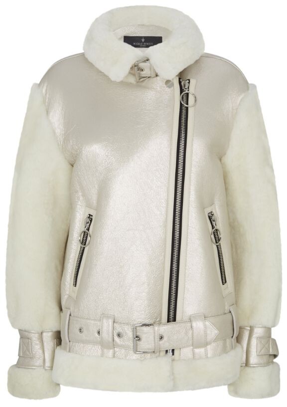 Nicole Benisti Gramercy Metallic Shearling Biker Jacket - ShopStyle