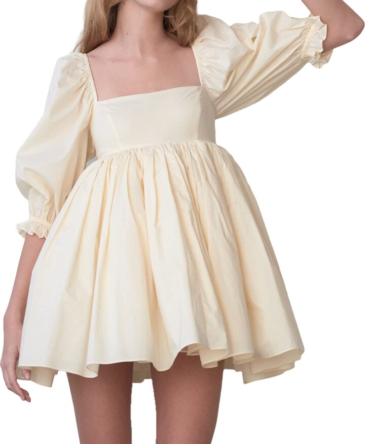 FeMereina Puffy Sleeve Prom Dresses for Women Tulle Evening Dress ...