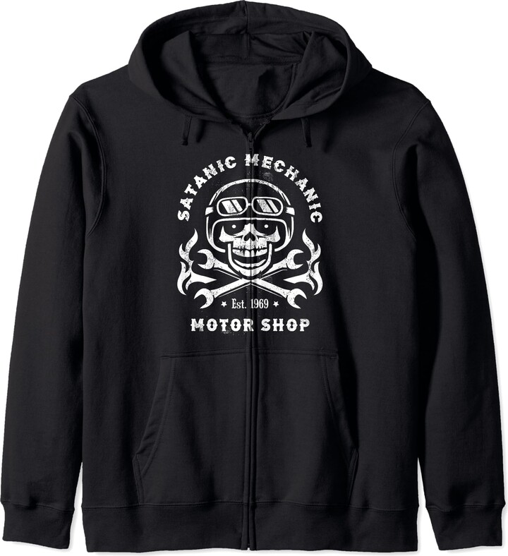 Last Gasp Graphics Punk Goth Satanic Mechanic Motor Shop Graphic Zip ...