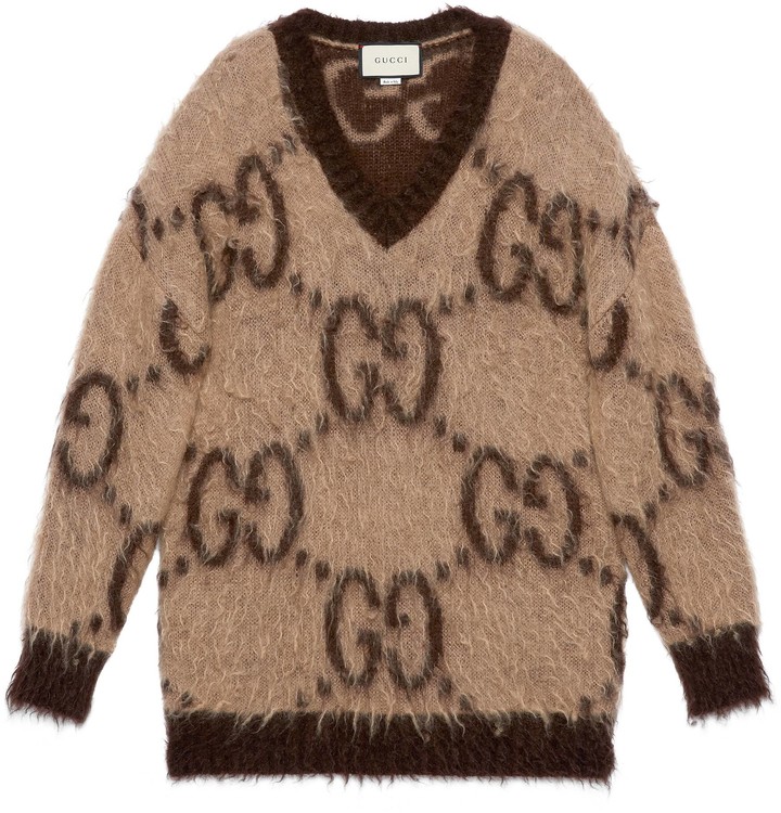 Gucci GG mohair wool V-neck sweater - ShopStyle
