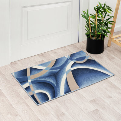 Wrought Studio Kallum Abstract Blue/White Area Rug - ShopStyle