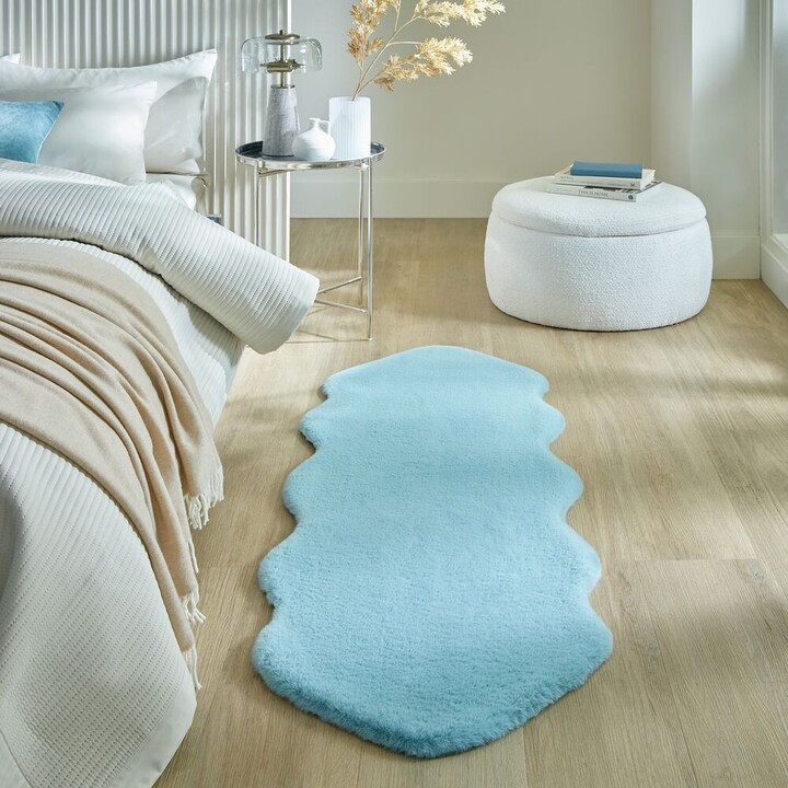 Dunelm Supersoft Double Pelt Faux Fur Rug Supersoft Duck Egg Blue ...