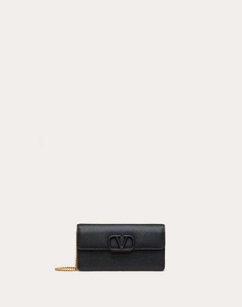 Valentino Garavani VLOGO SIGNATURE GRAINY CALFSKIN WALLET WITH CHAIN - ShopStyle