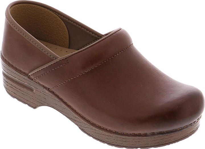 Dansko Womens Leather Slip On Clogs - ShopStyle