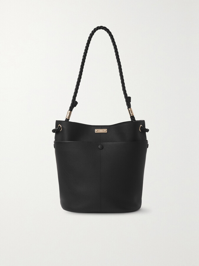 Chloé Key Medium Linen And Leather Bucket Bag - Black - ShopStyle