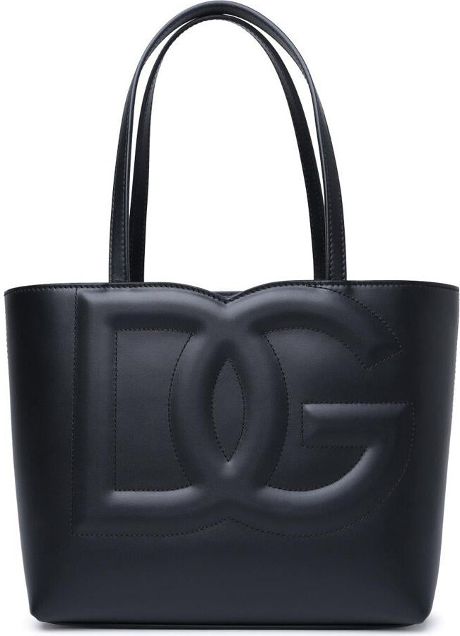 Dolce & Gabbana 'Dg' Small Black Calf Leather Shopping Bag - ShopStyle