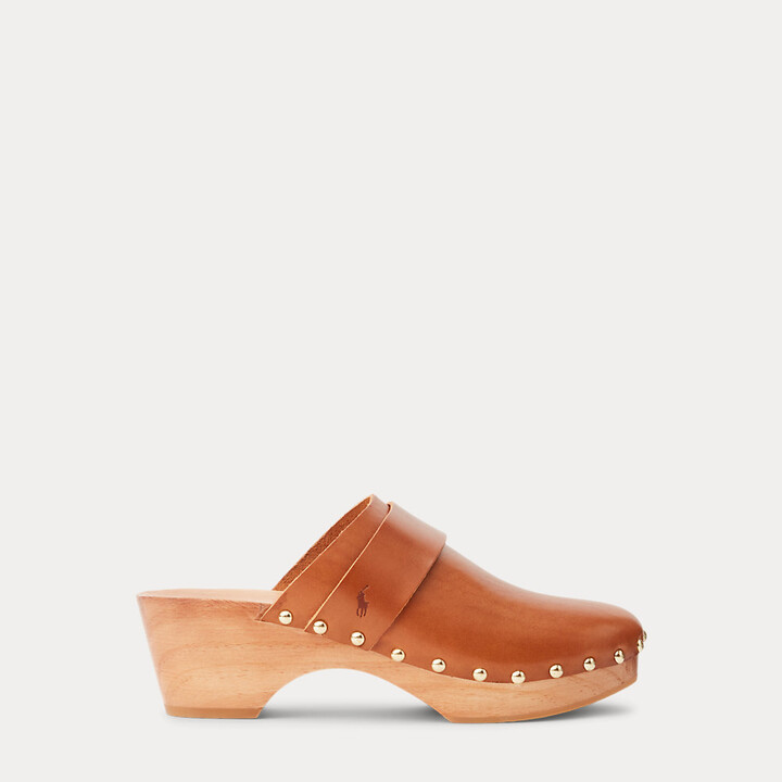 Polo Ralph Lauren Studded Burnished Leather Clog - ShopStyle