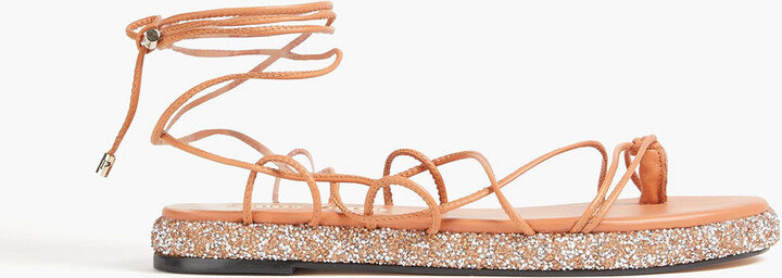 PAULA TORRES Sofia lace-up embellished leather sandals - ShopStyle