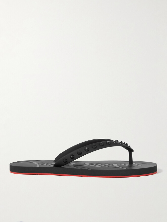 Christian Louboutin Loubi Flip Spiked Rubber Flip-Flops - ShopStyle ...