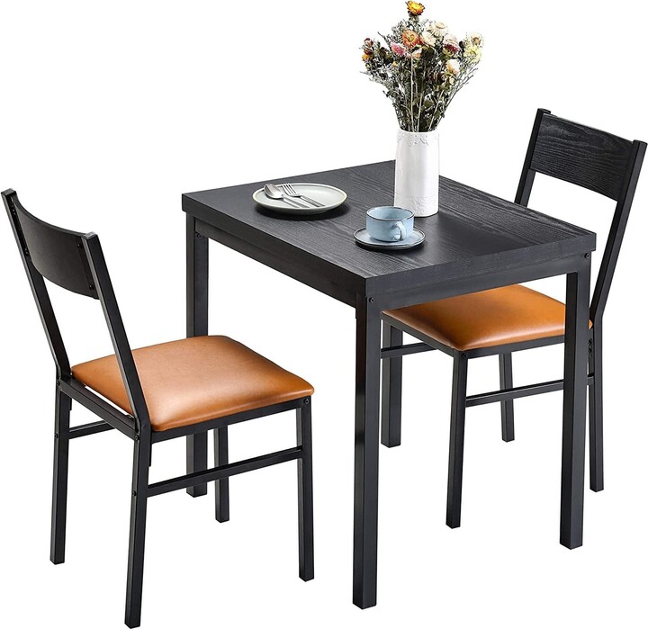 Howcool 3 Piece Dining Table Set with Cushioned Chairs, Modern Counter ...