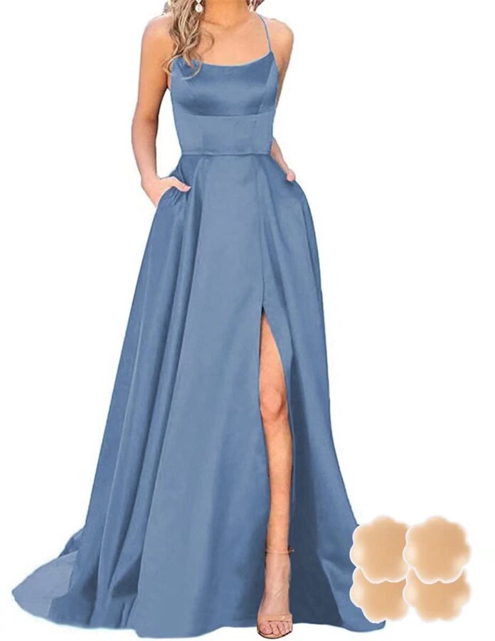 Lopxo Women Long Prom Gowns A-Line Halter Backless Ball Gown Dress ...