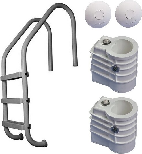 Saftron 3 Step Polymer Inground Pool Ladder, Chemical Resistant Anchor ...