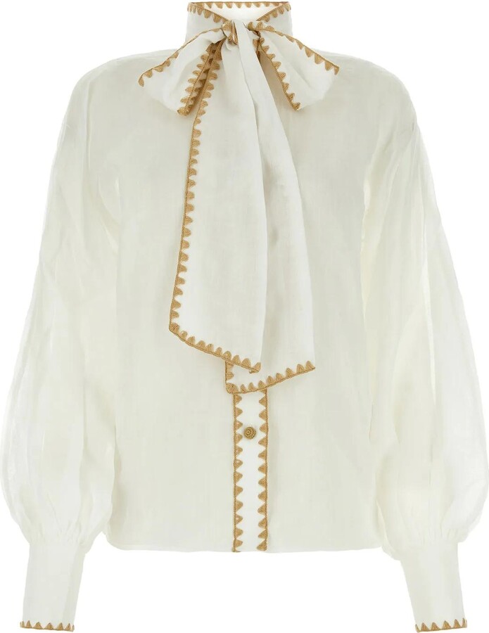 Zimmermann White Ramie Blouse - ShopStyle