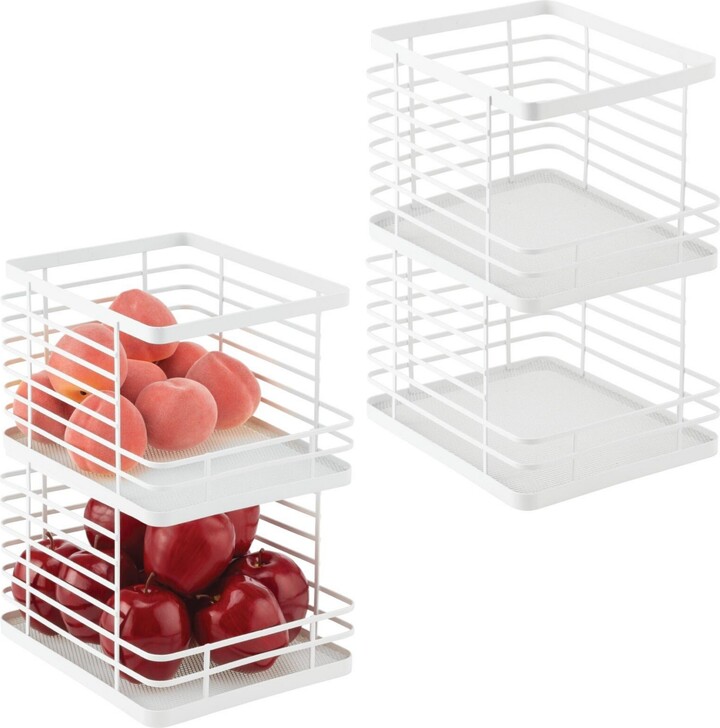 mDesign Stackable Food Organizer Storage Basket, Open Front - 4 Pack ...
