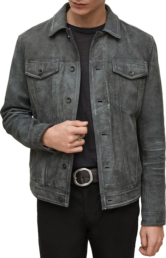 Male John Varvatos Andrew Slim Fit Leather Trucker Jacket - ShopStyle
