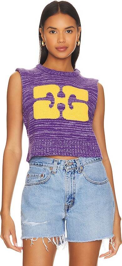 Ganni Graphic Cropped Vest - ShopStyle Sweaters
