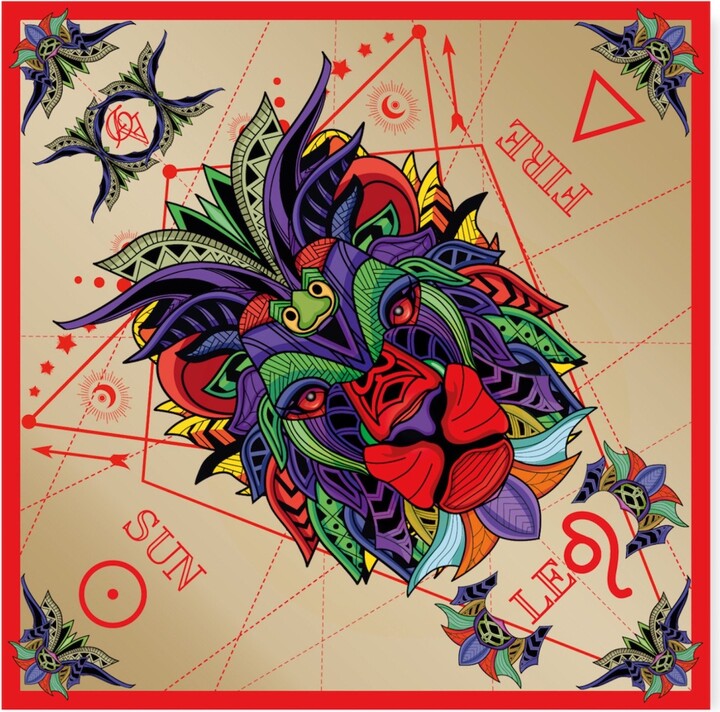 Alice Dean Gold Shishiza Leo Silk Satin Zodiac Scarf - ShopStyle ...