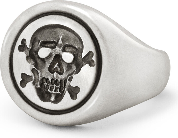 Snake Bones Jolly Roger Skull & Bones Signet Ring - ShopStyle Jewelry