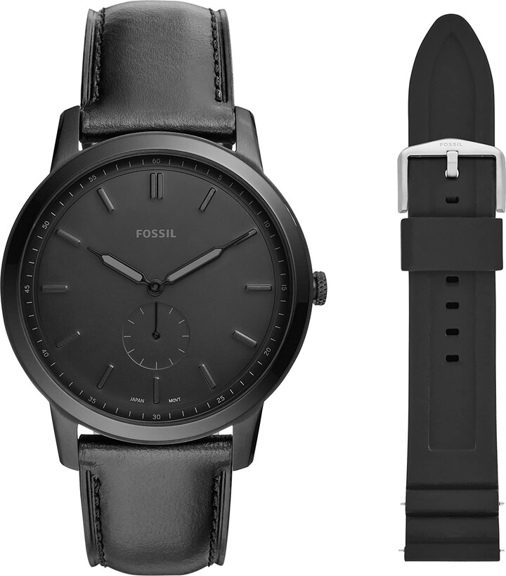 Fossil Men's Minimalist Stainless Steel Slim Casual Watch and Silicone ...