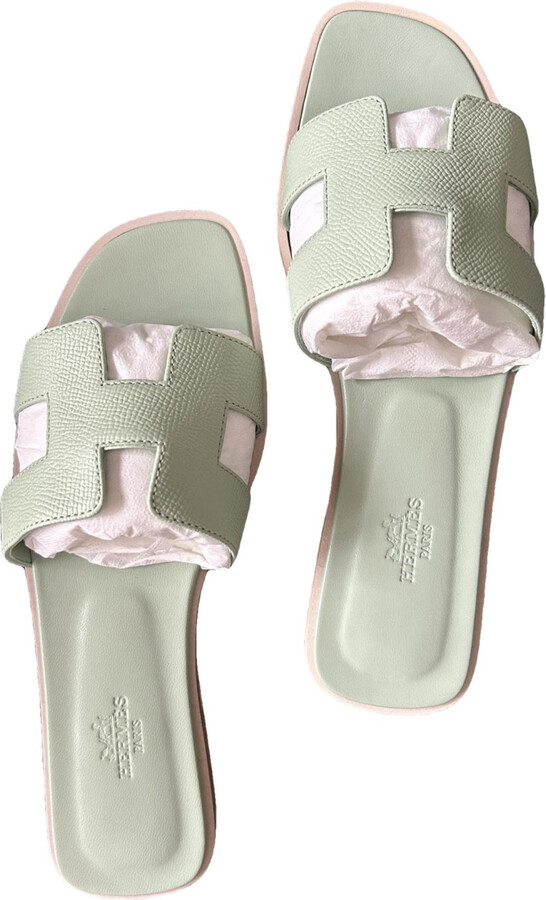 Hermes Oran leather mules - ShopStyle