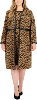 Kasper Plus Size Animal Print Topper Coat Sheath Dress - ShopStyle
