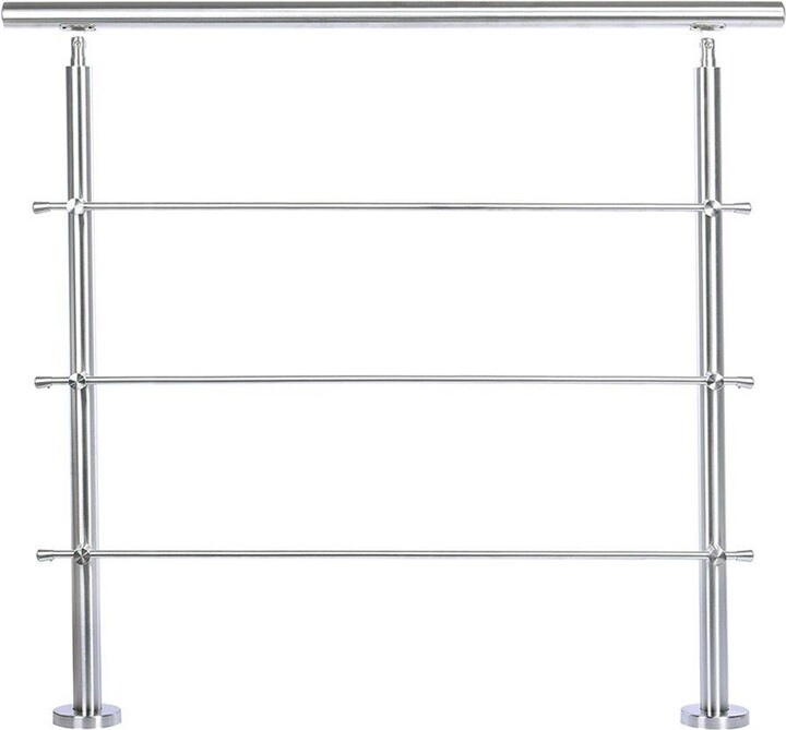 Living and Home 100cm Outdoor Hand Rails for Steps Silver Handrail Kit ...