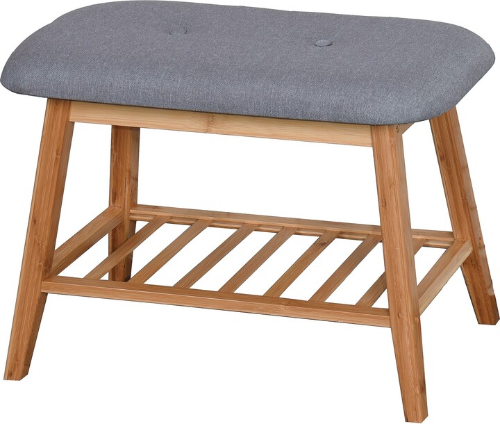 RASOO Entryway 2-Tier Bamboo Shoe Rack & Living Room Bamboo Storage ...