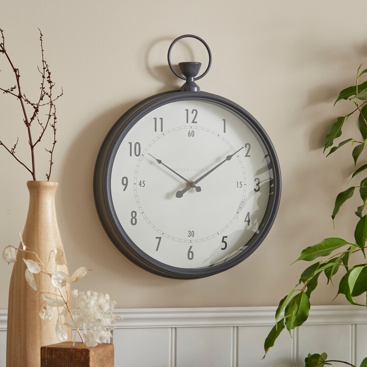 Waters & Noble Pewter Vintage Pocket Watch Indoor Outdoor Wall Clock ...