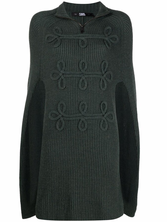 Karl Lagerfeld Paris Wool Soutache-Detail Cape - ShopStyle