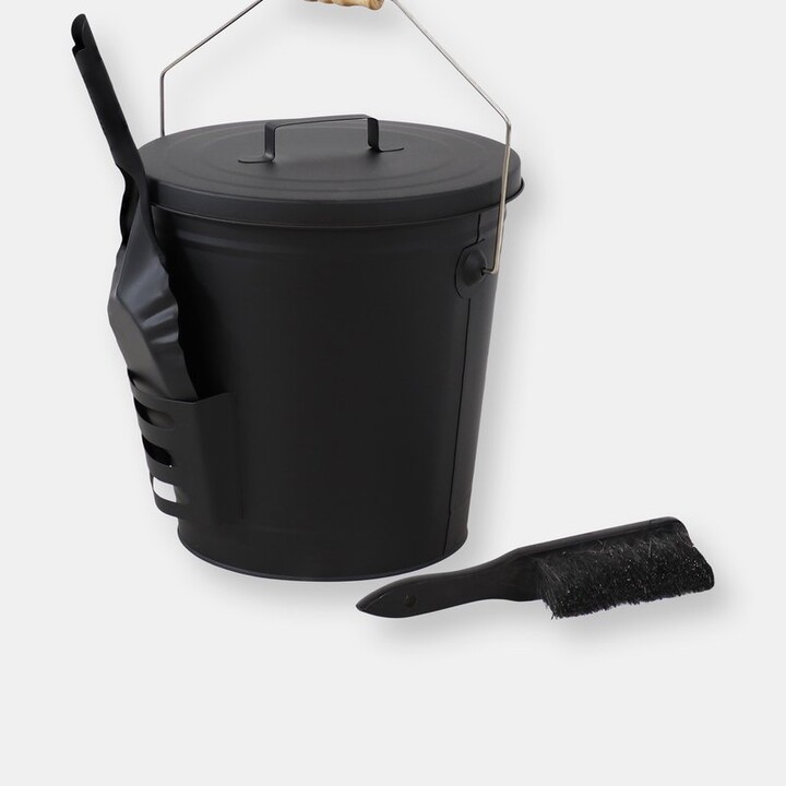 Sunnydaze Decor Fireplace Ash Bucket with Lid and Shovel and Brush ...