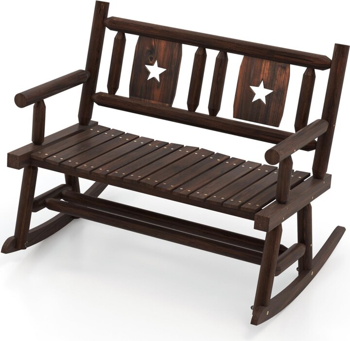Slickblue Patio Rocking Bench Double Rocker Chair with Ergonomic Seat 2 ...