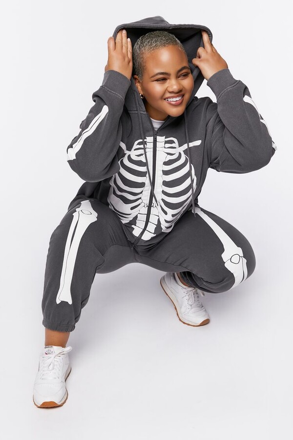 Forever 21 Plus Size Skeleton Zip-Up Hoodie - ShopStyle