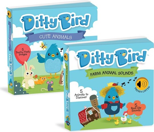 Ditty Bird Farm Animal and Cute Animal Touch and Feel Sound Books - Set ...