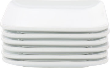 Our Table Simply White 6 Piece 5 Inch Square Porcelain Appetizer Plate ...