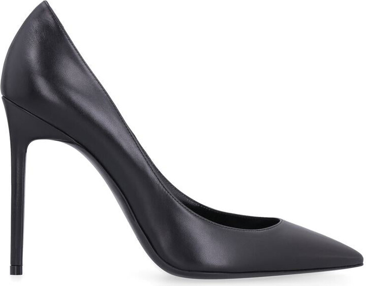 Saint Laurent Anja Leather Pointy-Toe Pumps - ShopStyle