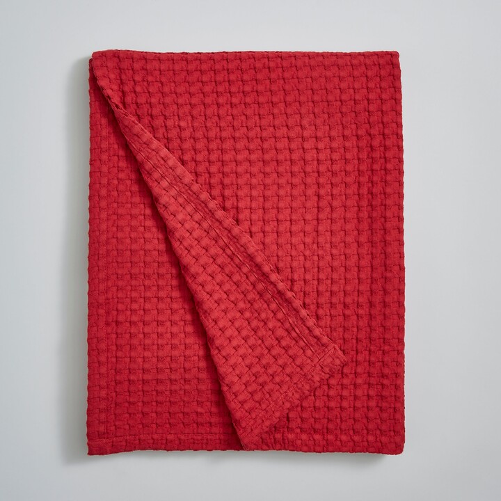 Dunelm Remade 100% Recycled Cotton Waffle Throw Red - ShopStyle