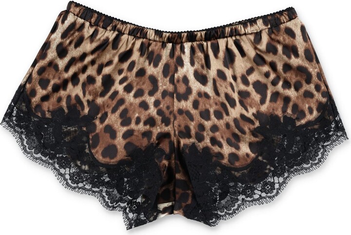 Dolce & Gabbana Leopard-print Lingerie Shorts With Lace Detailing ...