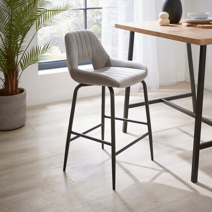 Dunelm Arden Bar Stool, Velvet Grey - ShopStyle