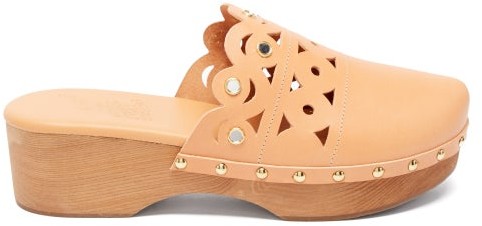 Ancient Greek Sandals Grego Laser-cut Leather Clogs - Tan - ShopStyle
