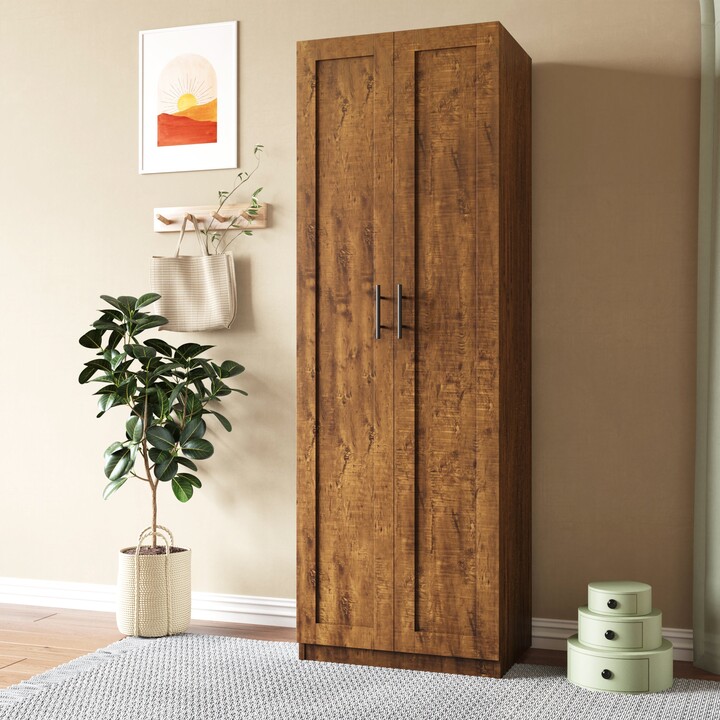 Modern High Wardrobe and Kitchen Cabinet with 2 Doors and 3 Shelves ...