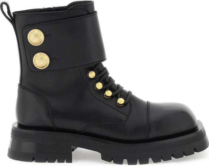 Balmain leather ranger boots with maxi buttons - ShopStyle