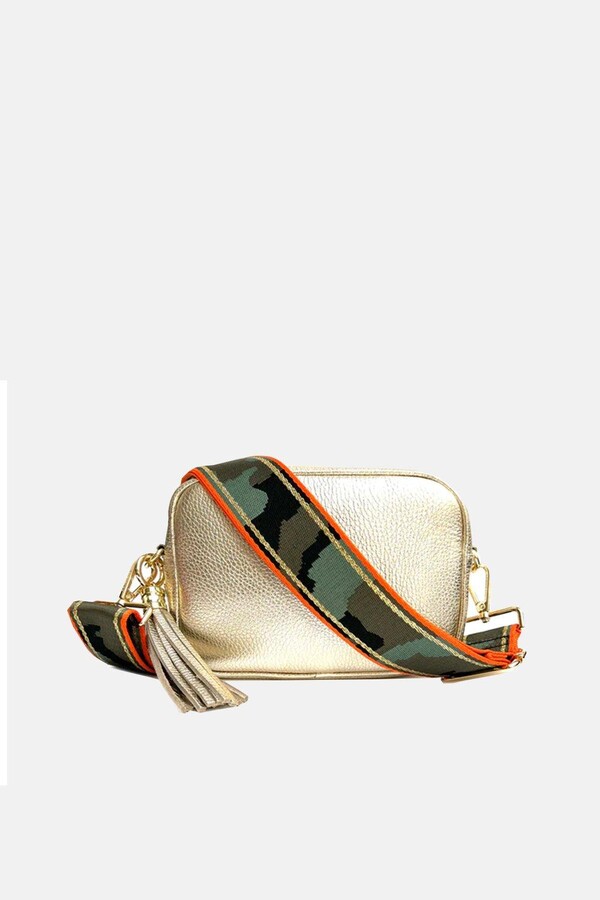 Apatchy London Leather Crossbody Bag With Gold and Orange Camo Stripe ...