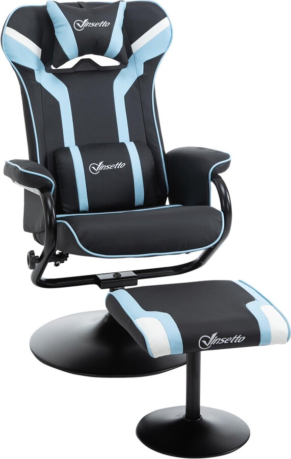 Vinsetto Video Game Chair and Footrest Set with Pedestal Base Home ...