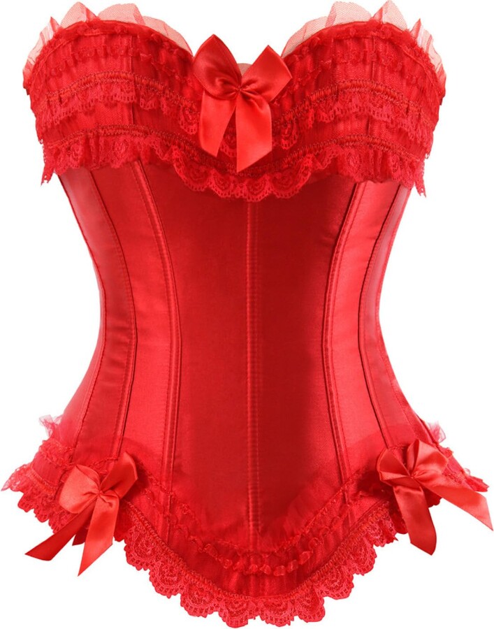 HASLEFND Red Corset Top - Full Bust Corsets For Women - Gothic Vintage ...
