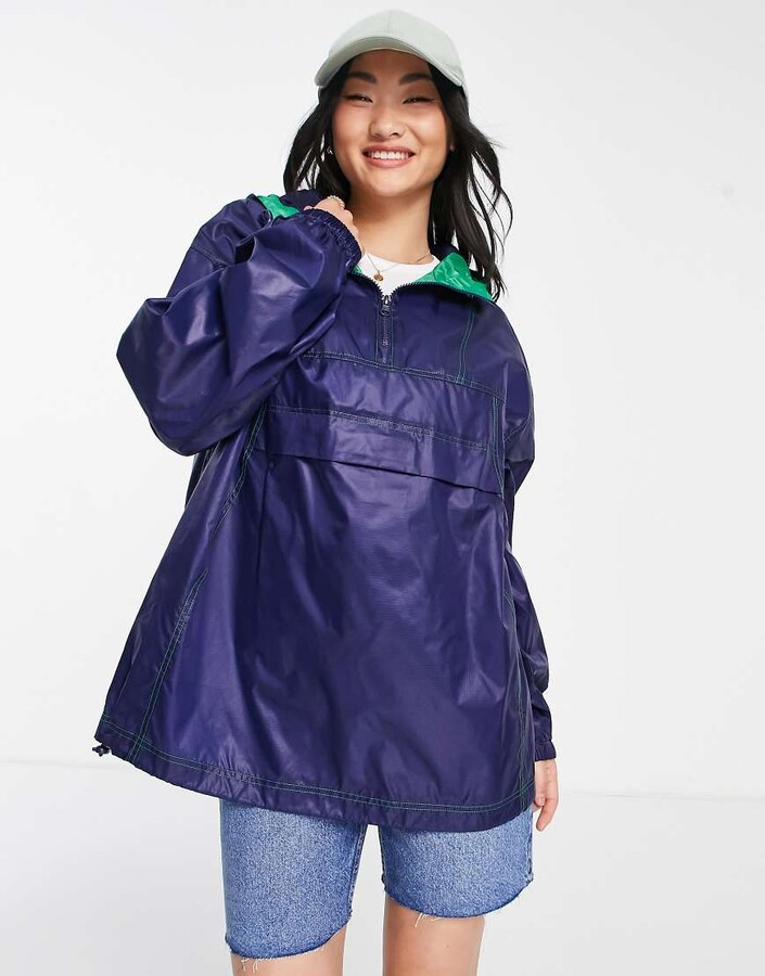 ASOS DESIGN overhead festival rain jacket in navy - ShopStyle