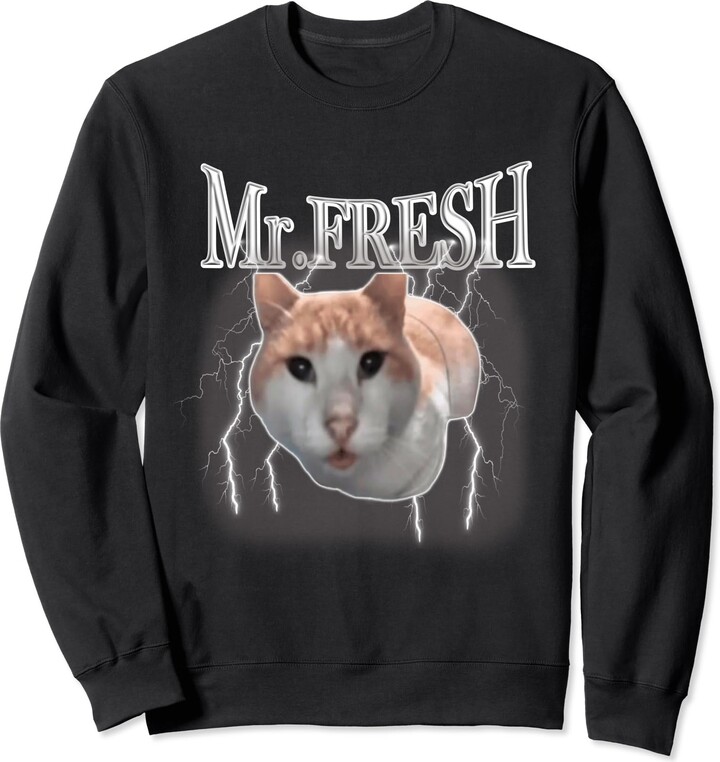 Funny Cat Meme Side Eye Eating Cat Mr Fresh Cat Trend Sweatshirt ...