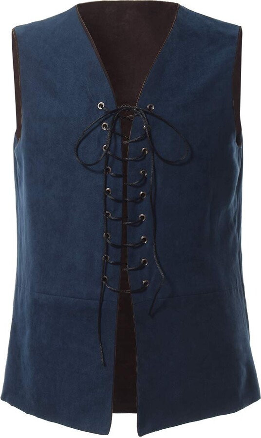 GRACEART Renaissance Men's Lace-Up Suede Leather Reversible Vest ...